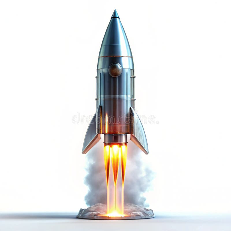 Transparent Futuristic Rocket with Animated Launch Effect Stock ...