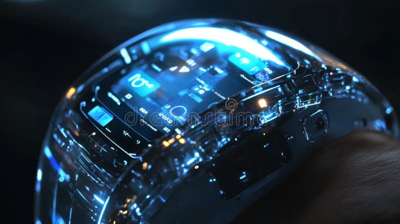 Transparent Futuristic Smartwatch with Glowing Interface Stock Photo ...