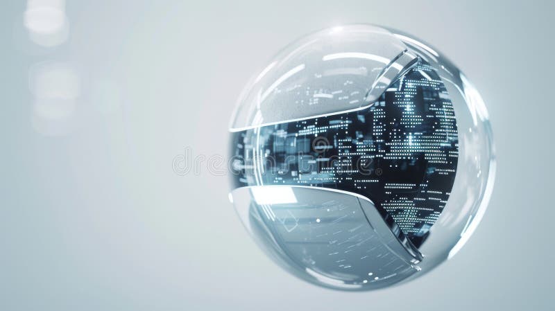 Transparent Futuristic Sphere with Digital Patterns Stock Illustration ...