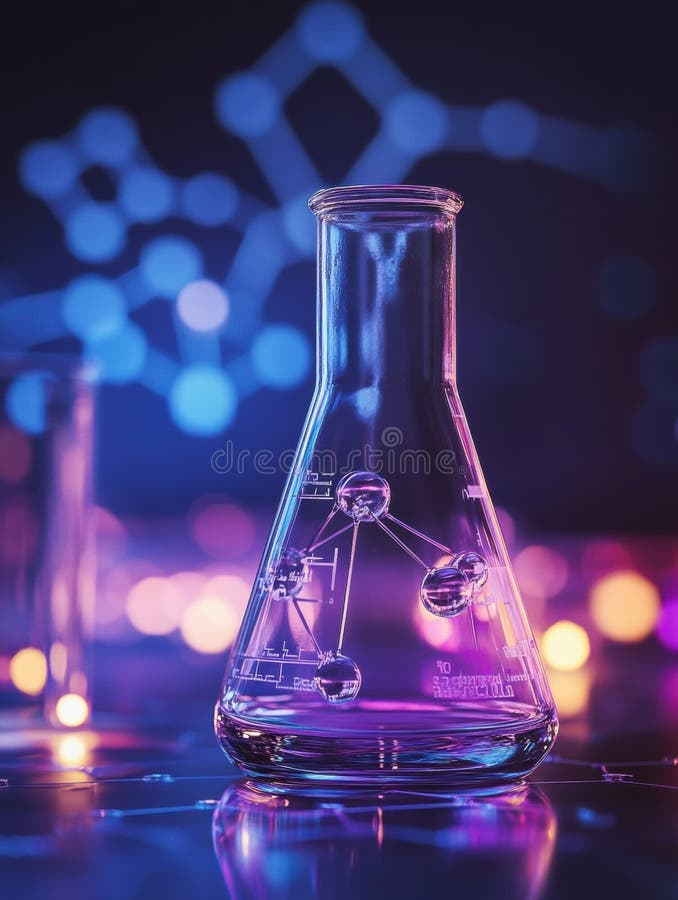 Transparent Gas in Laboratory Beaker with Molecular Structures ...