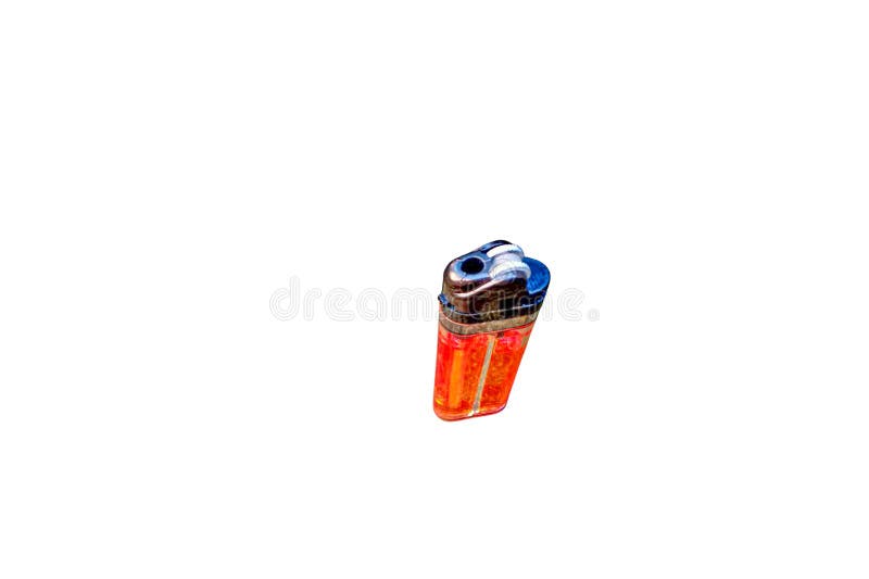 Transparent Gas Lighter Filled with Red Liquid, White Background. Stock ...