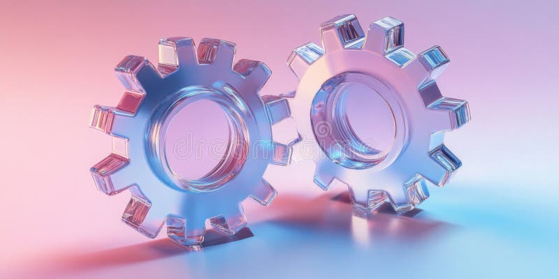 Transparent Gears on a Gradient Background Showcasing Precision and ...