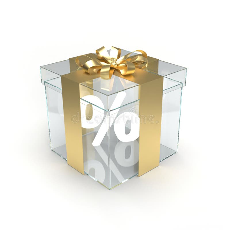 Transparent Gift Box with Percentage 3d Render Stock Illustration ...