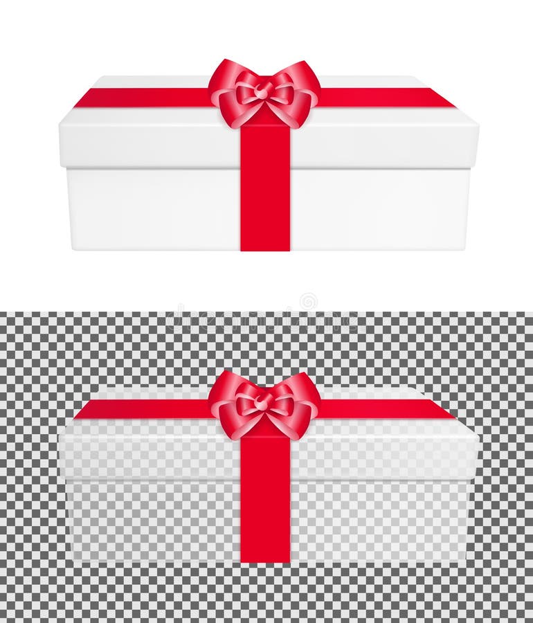 Transparent Gift Box with Red Ribbon and Bow Stock Vector ...
