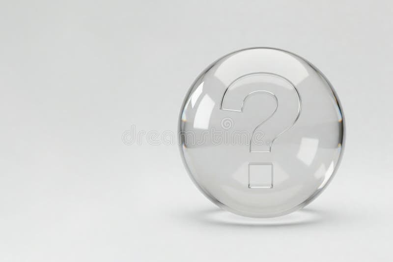 A Transparent Glass Ball with a Question Mark Inside. Space for Text ...