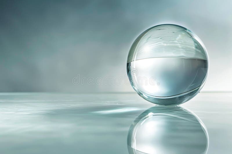 Transparent Glass Ball with Reflection on Minimalist Background Stock ...