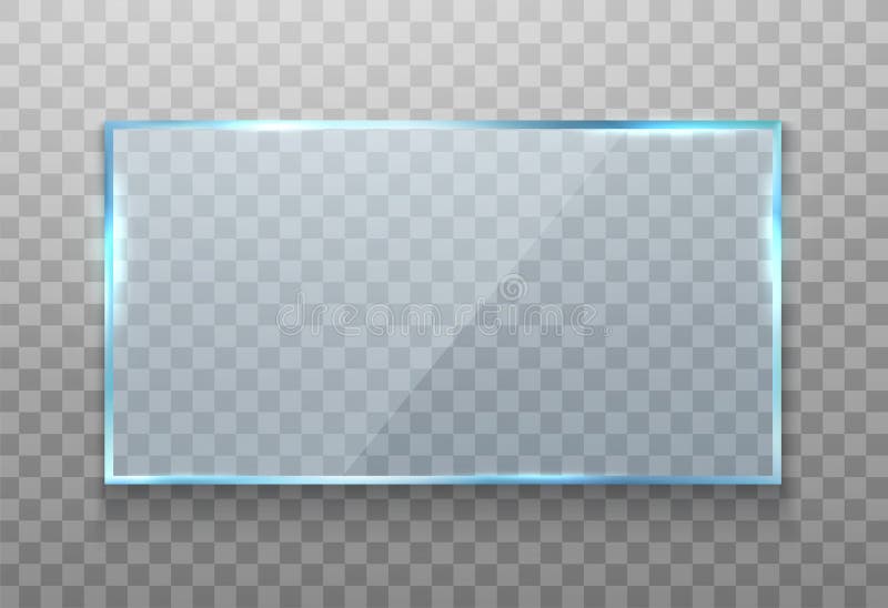 Transparent Glass Banner, Frame. Flat Gloss Glass Window or Panel on a ...