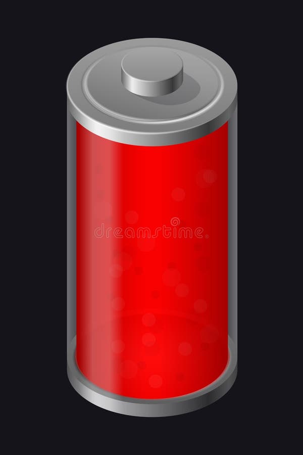 Transparent Glass Battery. Red Color Stock Vector - Illustration of ...