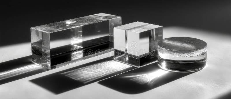 Transparent Glass Blocks and Cylinder in Monochromatic Light Stock ...