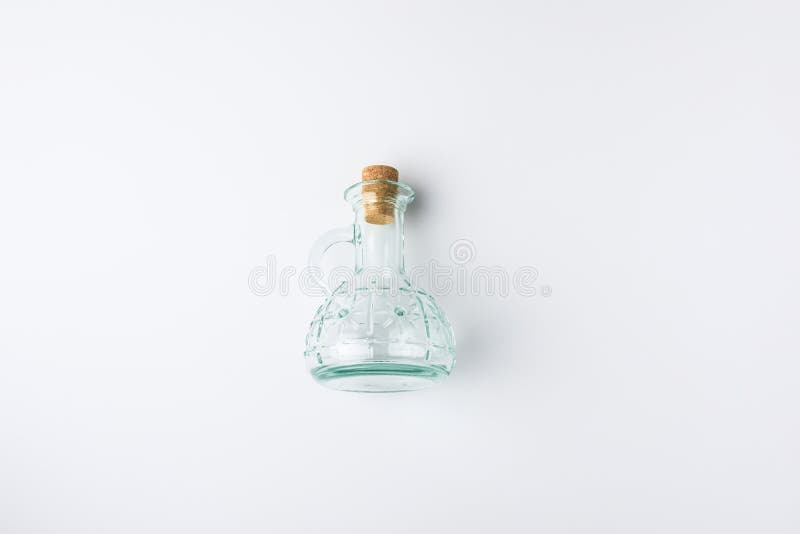 Top View of Transparent Blue Glass Bottle with Cork Stock Image - Image ...