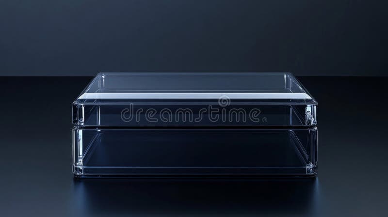 Transparent Glass Box on Dark Surface Stock Illustration - Illustration ...