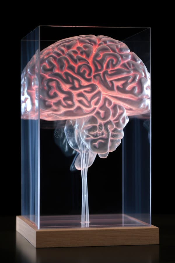 Transparent Glass Brain Model on Reflective Surface Stock Illustration ...