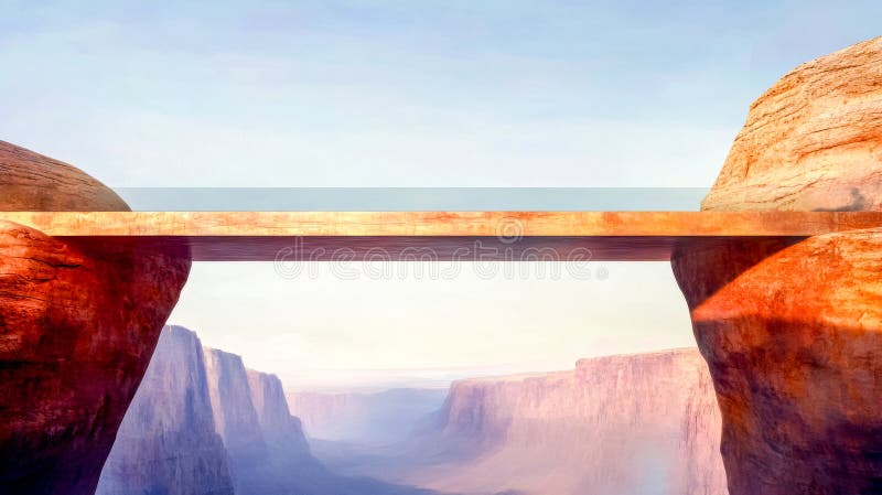 Transparent Glass Bridge Spanning Massive Canyon at Sunset Stock Image ...