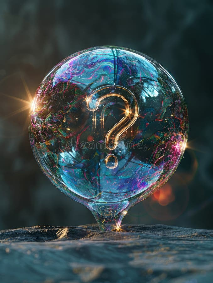 A Transparent Glass Bubble with a Glowing Question Mark Inside. Stock ...