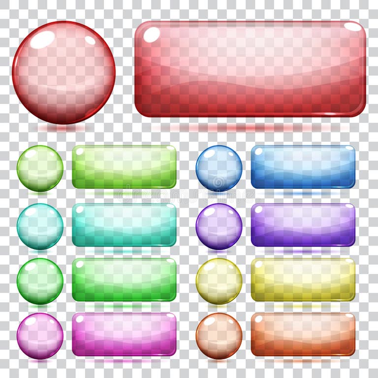 Transparent glass buttons stock vector. Illustration of colored - 41402069
