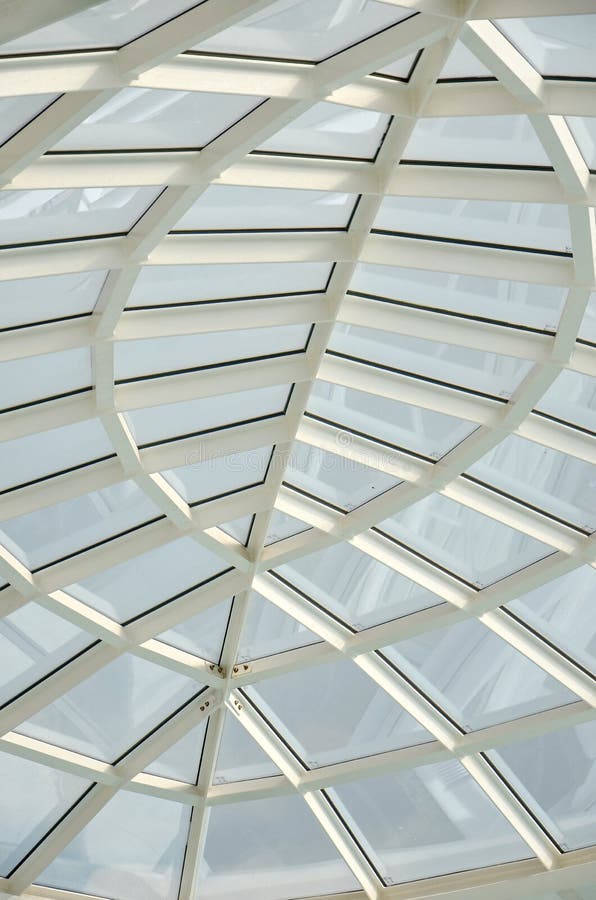 Transparent Glass Ceiling, Modern Architectural Interior. Stock Photo ...