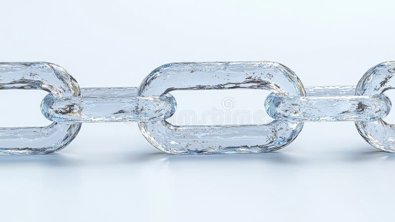 Transparent Glass Chain Links on a Light Background Showcasing Strength ...