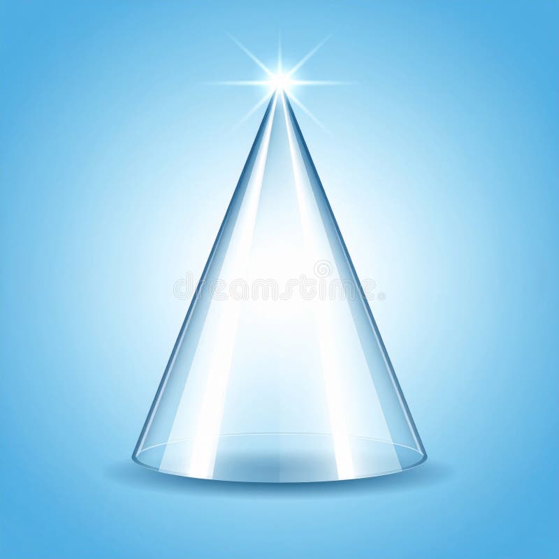 Transparent Glass Cone on Blue Background Stock Illustration ...