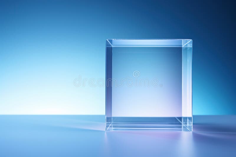 Transparent Glass Cube on a Blue Gradient Background. Transparent ...