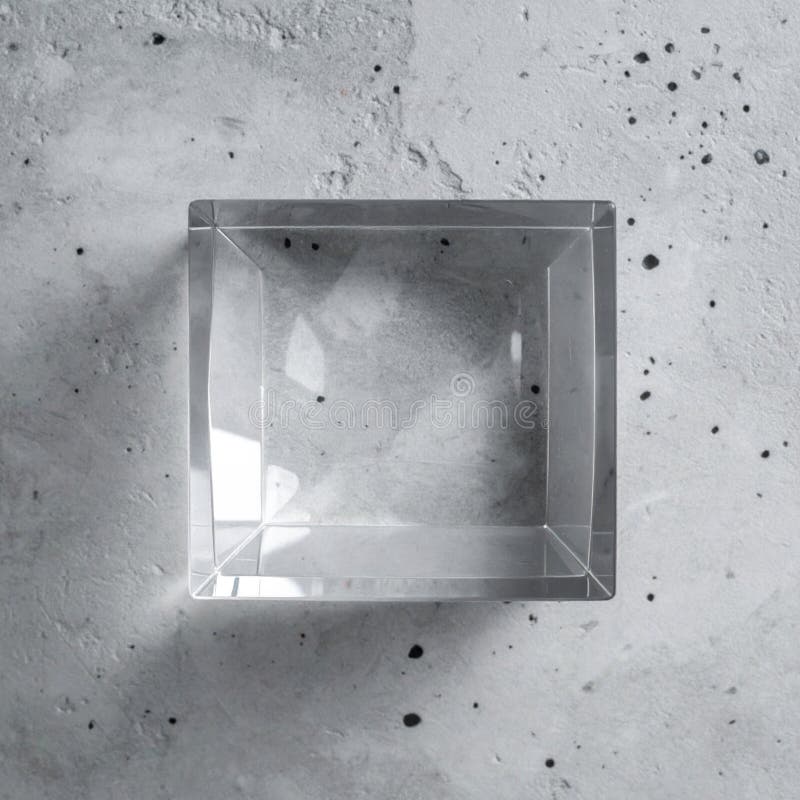 Transparent Glass Cube on Grey Concrete Background Stock Illustration ...
