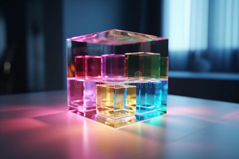 Transparent and Colorful Glass Cubes Illuminated with Light and ...