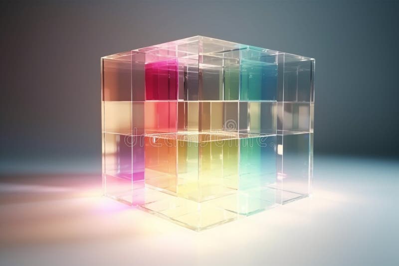 Transparent and Colorful Glass Cubes Illuminated with Light and ...