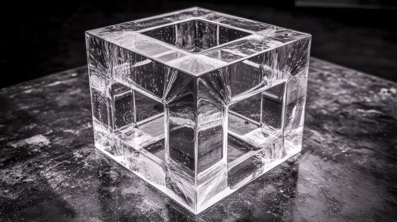Transparent Glass Cube with Impossible Angles and Overlapping Sides ...