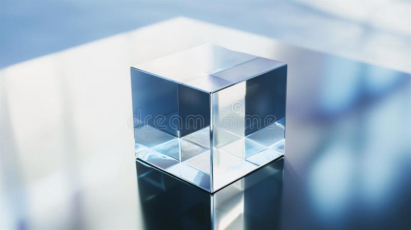 A Photorealistic Image of a Transparent Cube-shaped Glass Box on a ...