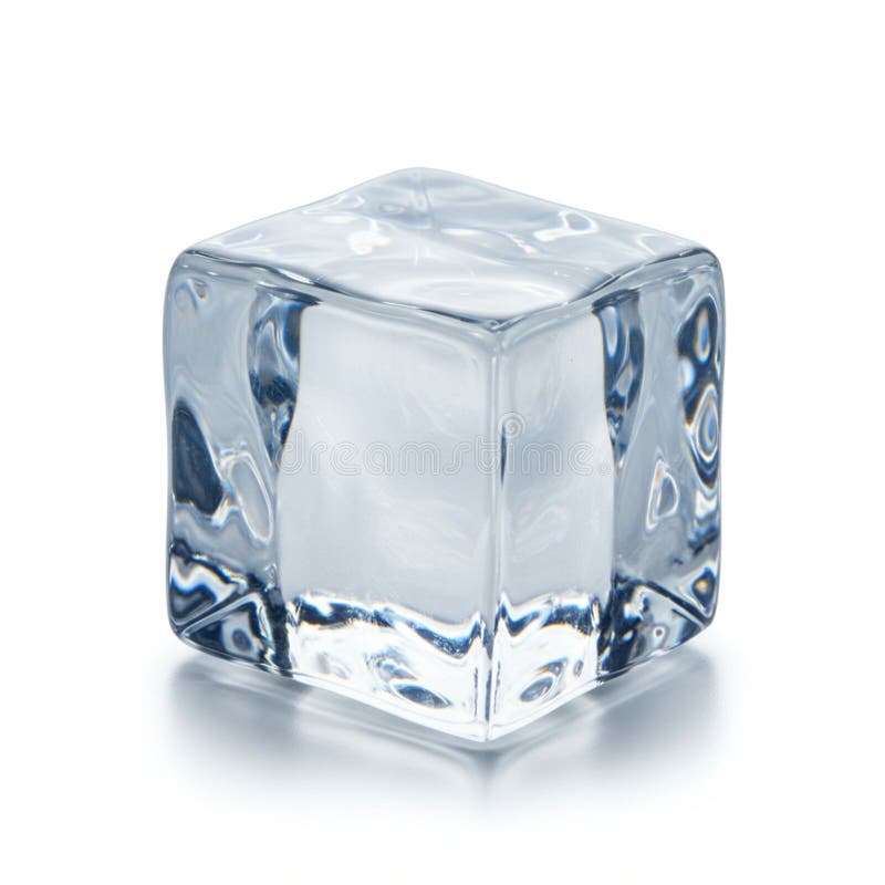 Transparent Glass Cube with Smooth, Rounded Edges Rests on a Reflective ...