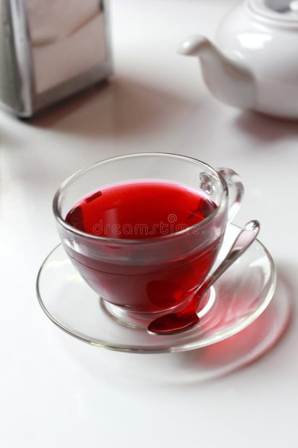 Transparent Glass Cup of Red Fruit Tea on the Stock Image - Image of ...