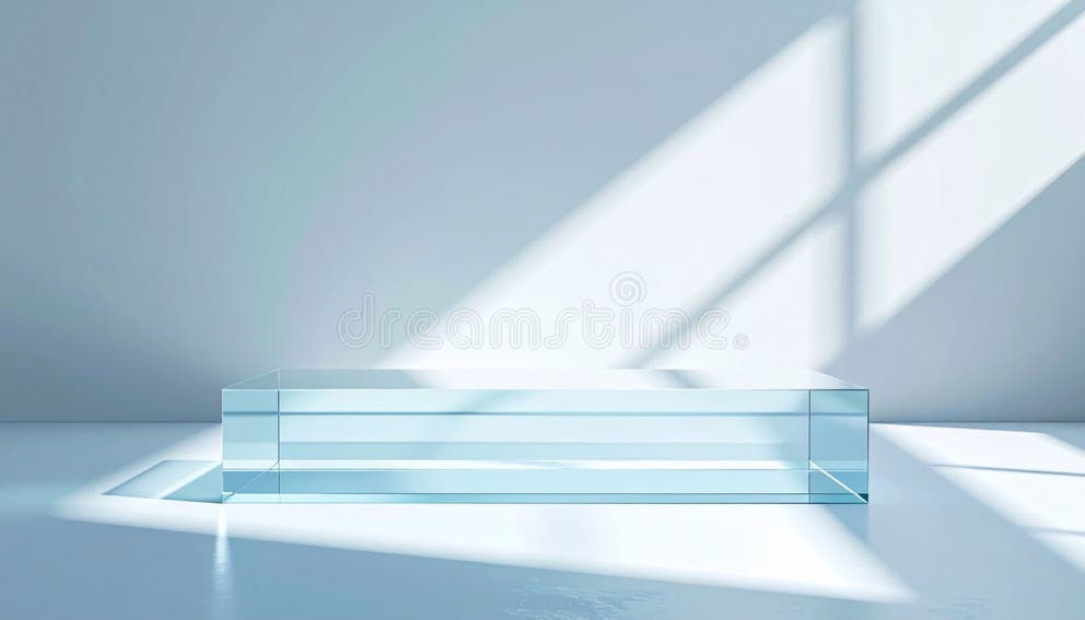 Transparent Glass Display Platform in Bright Sunlight Stock ...
