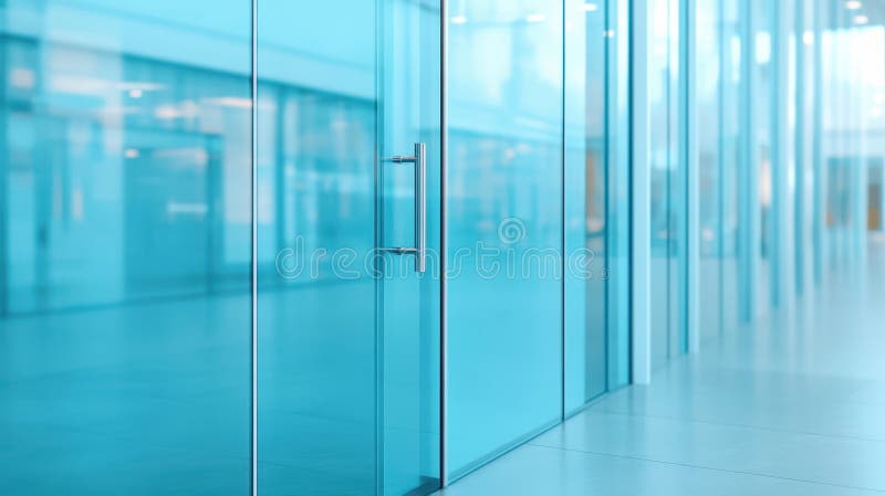 A Transparent Glass Door Featuring a Sleek Handle, Situated within the ...
