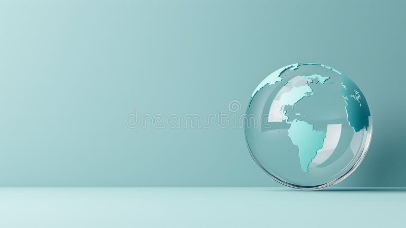 Transparent Glass Earth on Light Blue Background with Ample Space for ...
