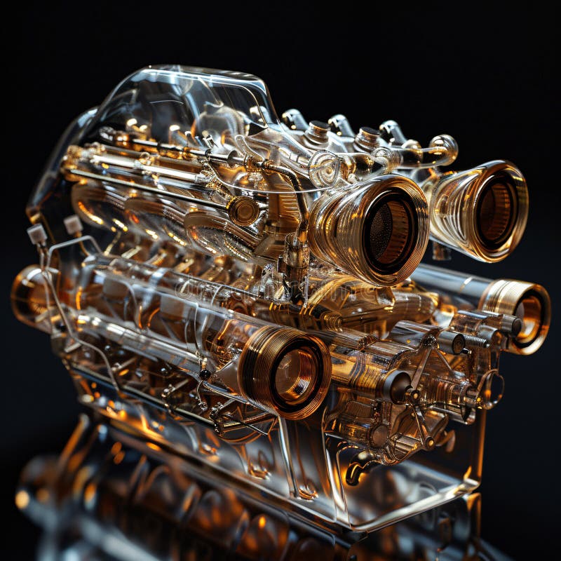Transparent Glass Engine Visualization Glass-Constructed Automobile ...