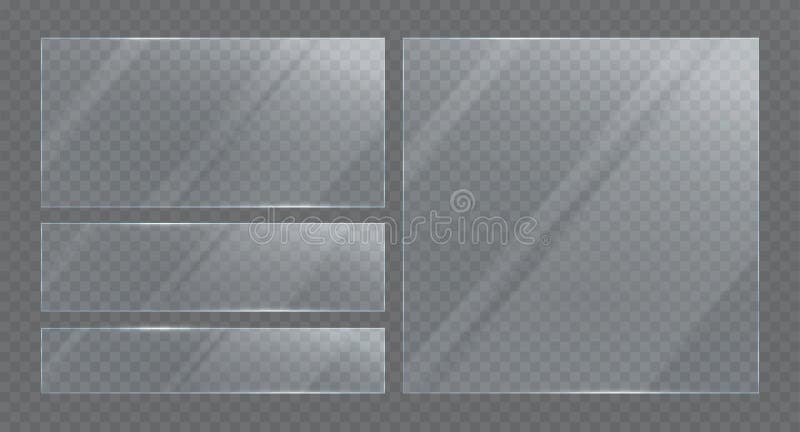Transparent Glass Flat Banner Plate. Set of Empty Shining Frames ...
