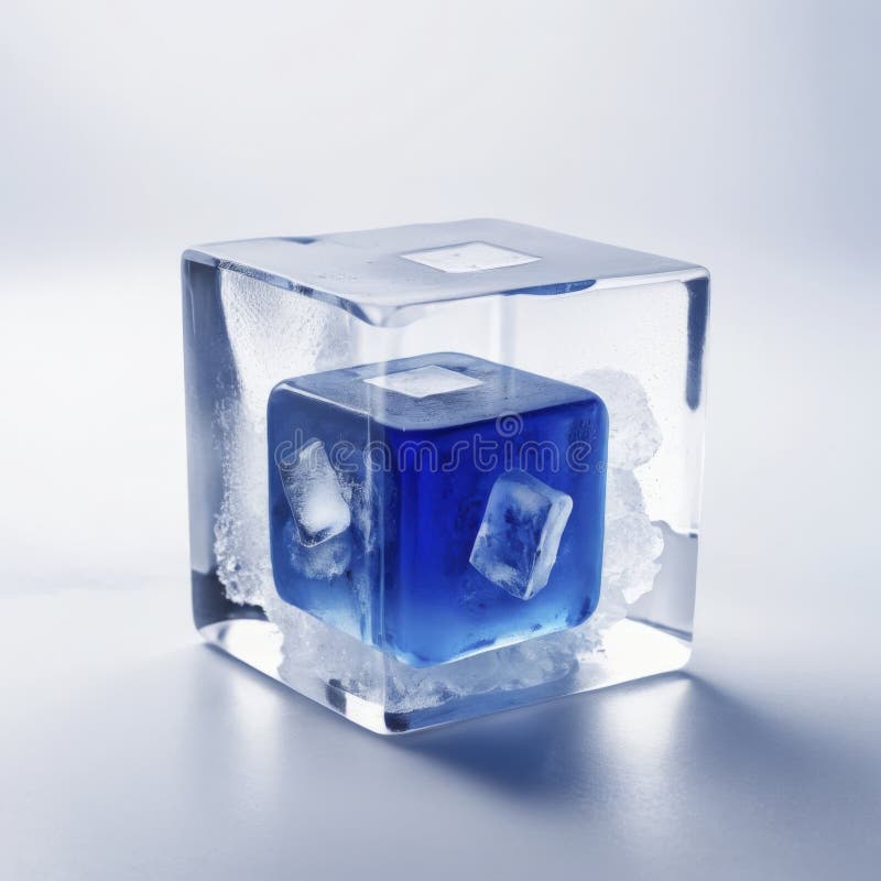 Ice Cube Containing a Blue Ice Cube with Smaller Ice Cubes Inside ...