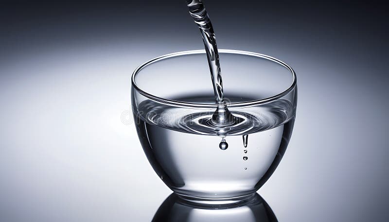 Transparent Glass Half-Filled with Water, Overflowing Gently Stock ...