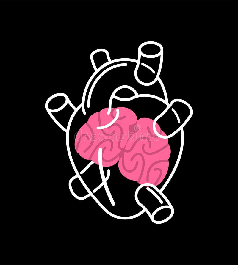 Transparent Glass Heart and Brain Inside. Mind Vessel Stock Vector ...