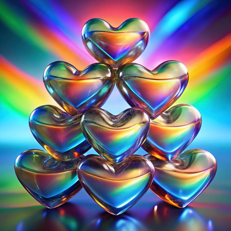Transparent Glass Hearts Stacked Together Stock Illustration ...