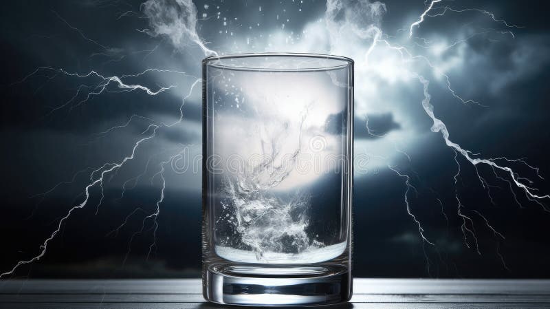 A Transparent Glass Inside Which the Lightning Comes Together. Stock ...