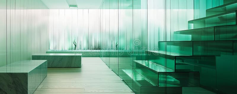 A Transparent Glass Panel with a Gradient Transition from Forest Green ...