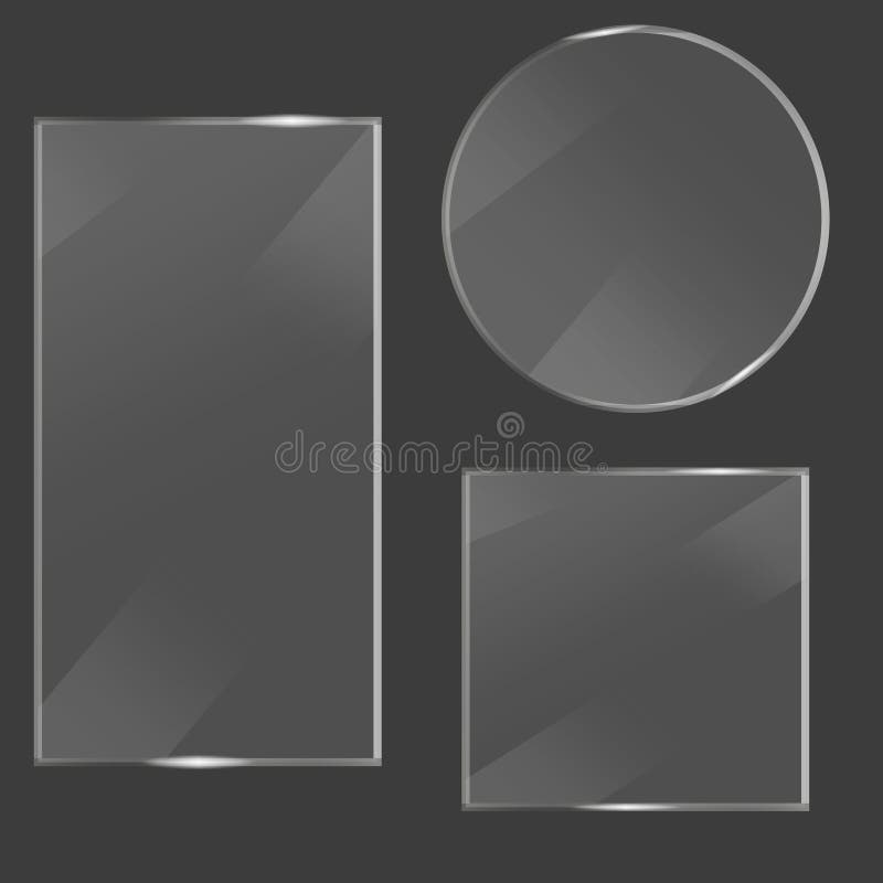 Transparent Glass Panels. Glossy Shapes Reflection. Vector Clear ...
