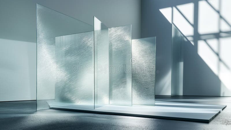 Transparent Glass Panels Stand Vertically on a Special Substrate, Their ...