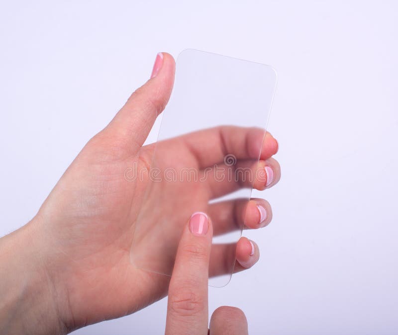 Transparent Glass Phone in Hand Stock Image - Image of call, concept ...