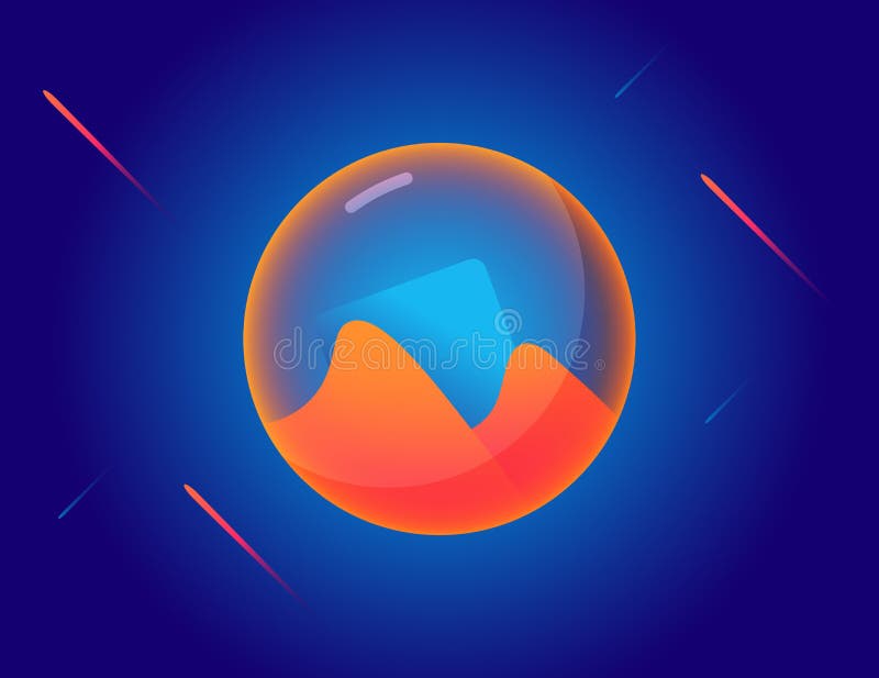 Transparent Glass Planet with a Liquid in the Middle of the Endless ...