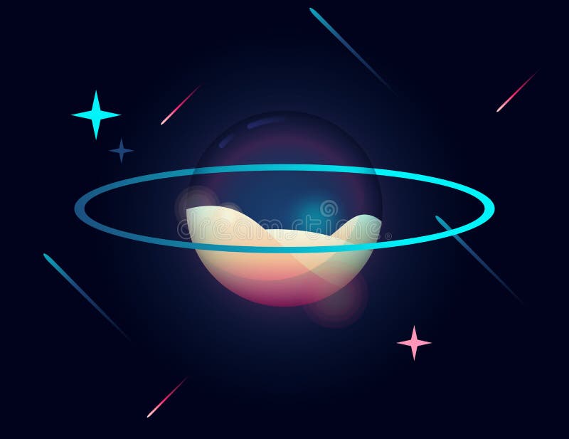 Transparent Glass Planet with a Liquid in the Middle of the Endless ...