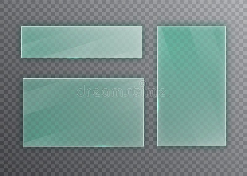 Transparent Glass Plates Set. Square Shape, Rectangle and Round Circle ...