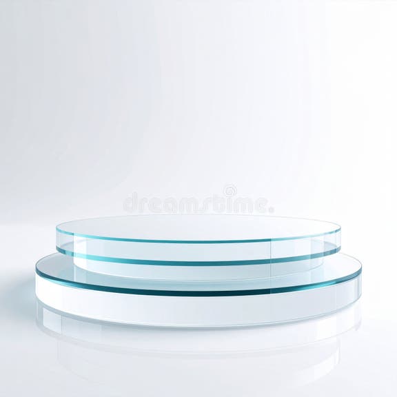 Transparent Glass Platform Display on White Background Stock ...