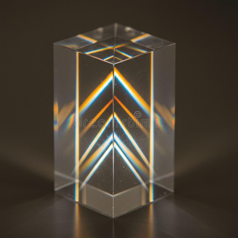 Transparent Glass Prism Displaying Light Refraction, Creating Colorful ...