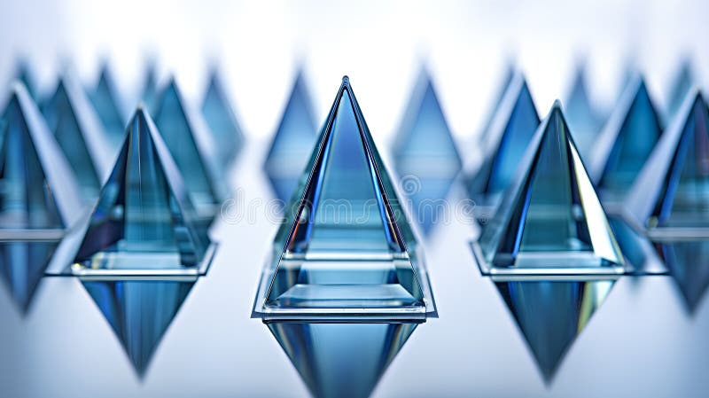 Transparent Glass Pyramid on a Blue Background. 3d Rendering Stock ...